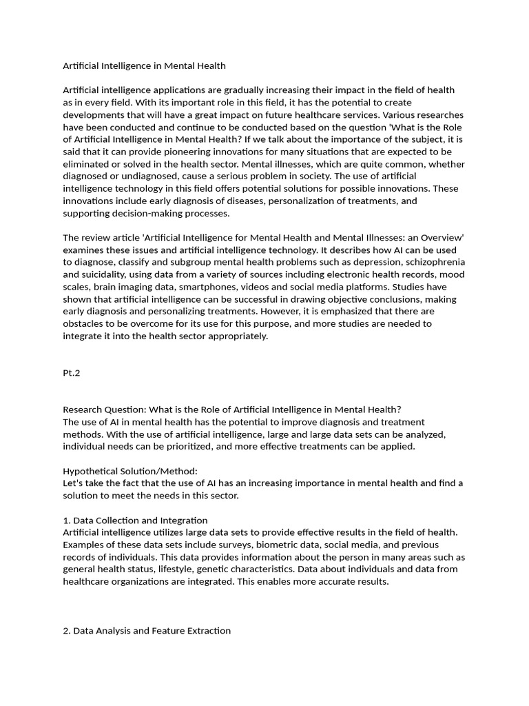 Artificial Intelligence in Mental Health | PDF | Artificial ...