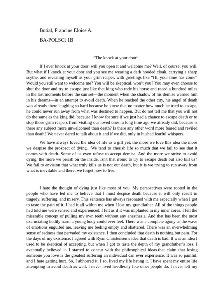 Persuasive Speech Essay Example PDF Suffering