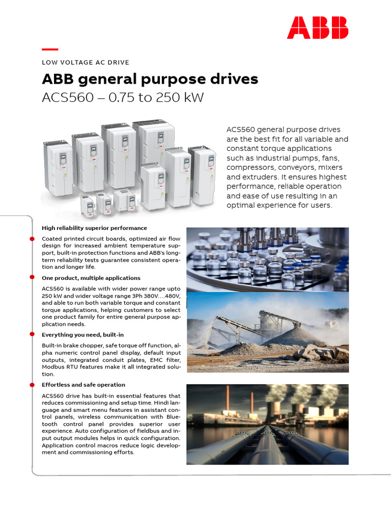 EN - ACS 560 - Flyer - 3AXD50000259519 - RevB | PDF | Electrical ...