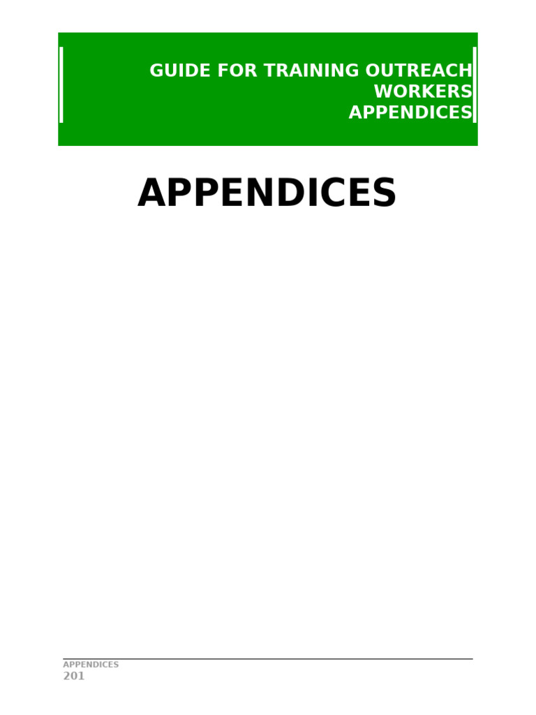 Guide for Training Outreach Workers - Appendices | PDF | Wash | Diarrhea