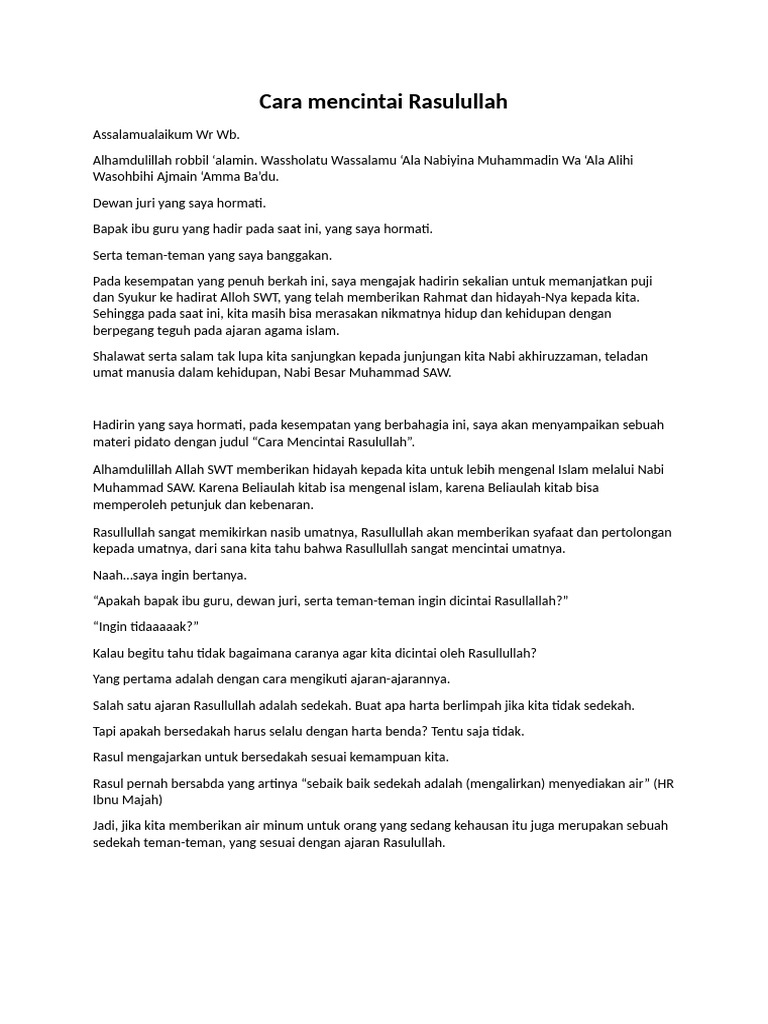 Naskah Pildacil Cinta Rasulullah | PDF