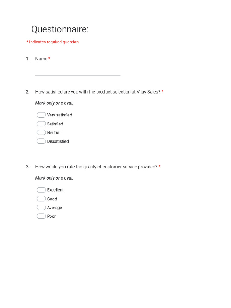 Questionnaire - Google Forms | PDF