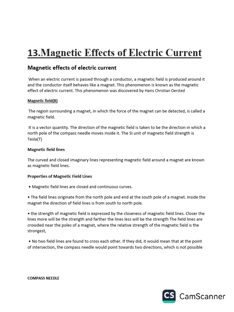 Magnetic Field Notes | PDF | Alternating Current | Magnetic Field