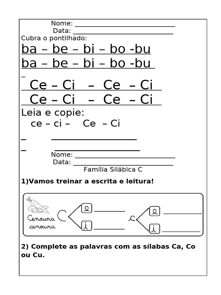 Atividades Cursiva Letra Ce - Ci | PDF