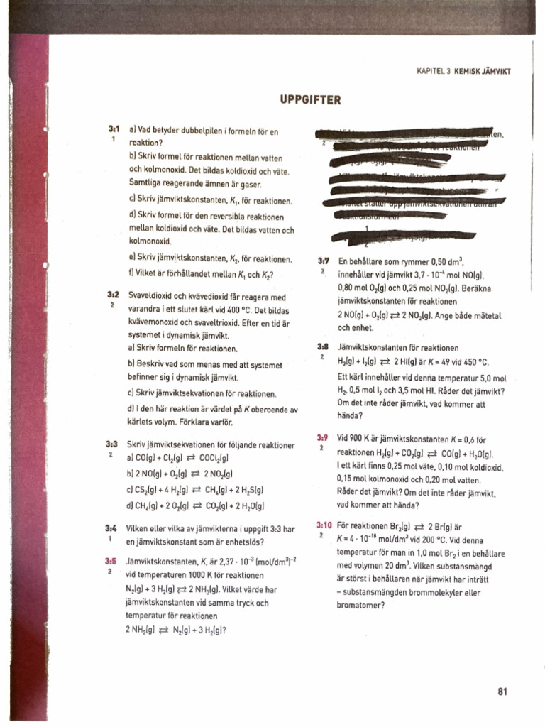 Kemi 2 Extrauppgifter Inför Prov På Kap.1-2 | PDF
