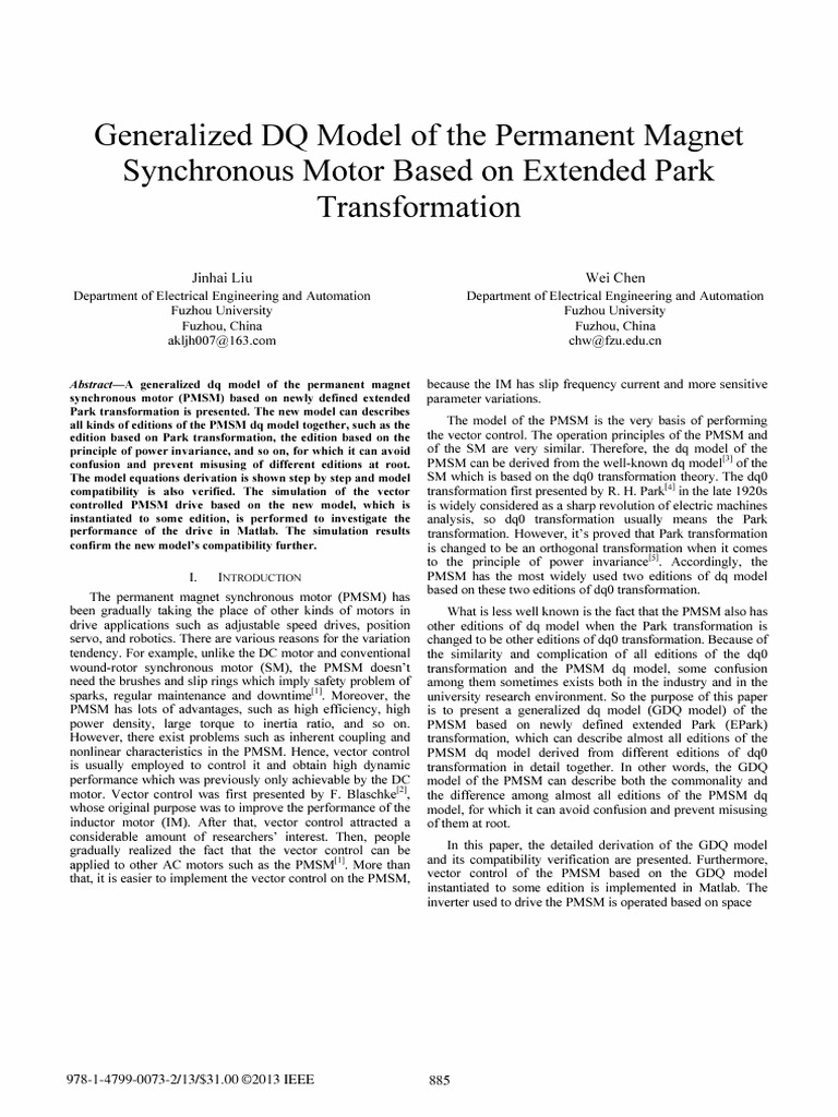 Generalized DQ Model of The Permanent Magnet 1 | PDF | Electric Motor ...