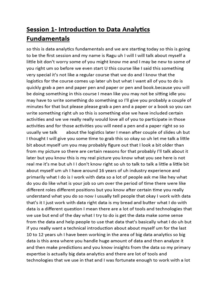 Intro to Data Analytics Basics | PDF | Big Data | Artificial Intelligence