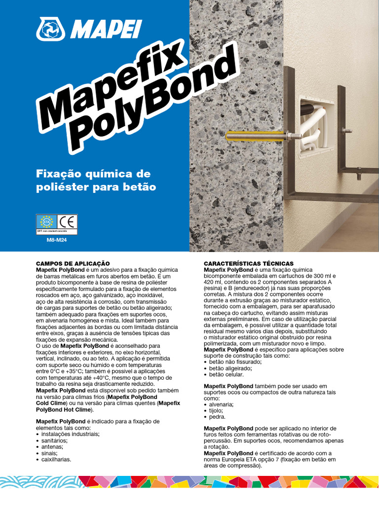 Fixação Química com Mapefix PolyBond | PDF | Aço | Química
