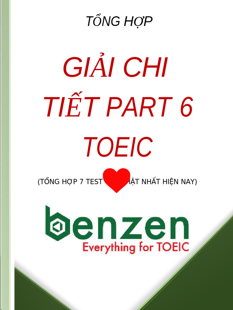 EBOOK HƯỚNG DẪN GIẢI CHI TIẾT PART 6 TOEIC 2024 | PDF