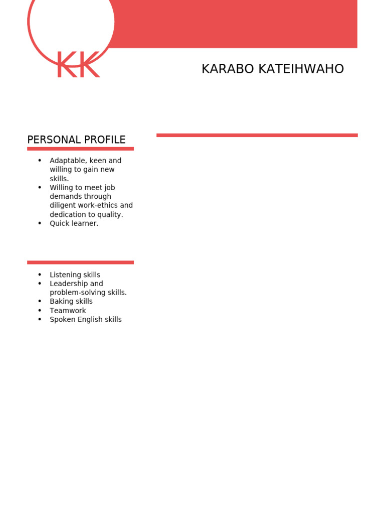 KARABO CV YR 13 | PDF | Baking