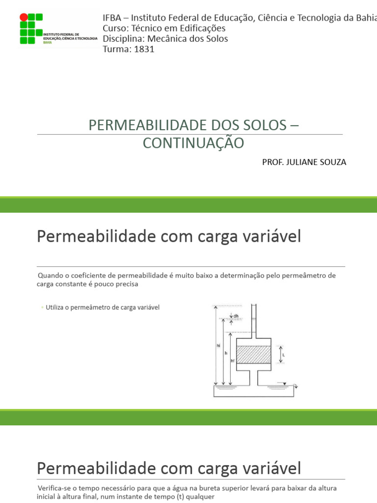 Permeabilidade Dos Solos - Parte 2.Pptx | PDF | Solo | Permeabilidade ...