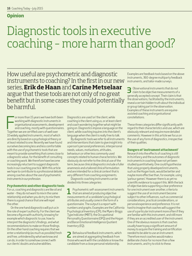 Diagnostic Tools in Executive Coaching | PDF | Psychometrics ...