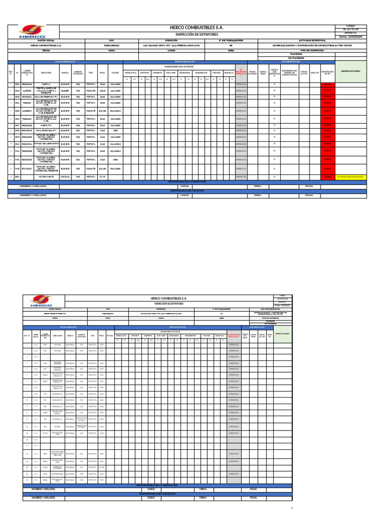 HC SST FO 28 INSPECCIÓN DE EXTINTORES (1) | PDF HC SST FO 28 INSPECCIÓN DE EXTINTORES (1) | PDF