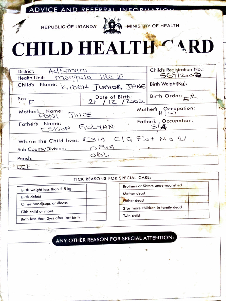 Child Health Card | PDF