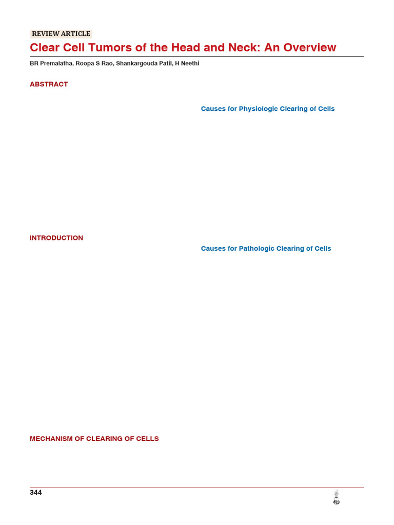 Clear Cell Carcinoma of Head and Neck | PDF | Metastasis | Carcinoma