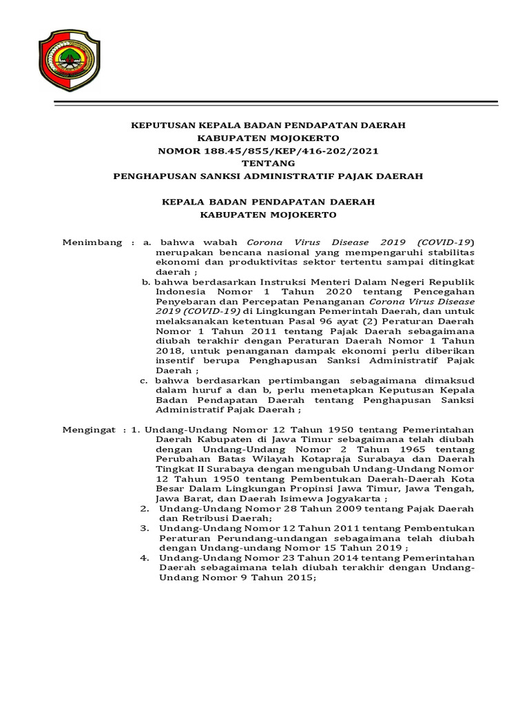 SK Penghapusan Denda Otk 2021 | PDF