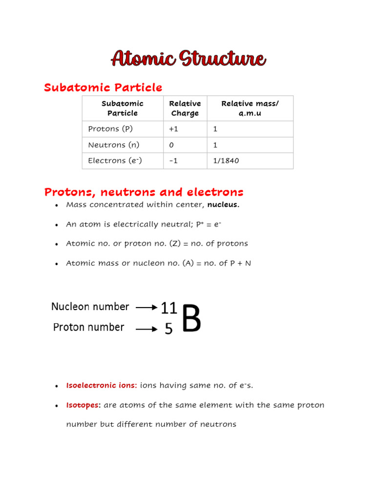 Atomic Structure | PDF | Ion | Atoms