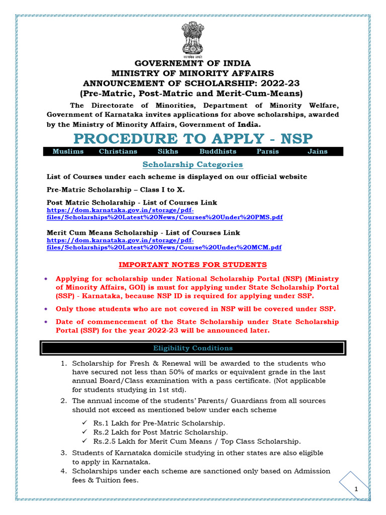 Procedure to Apply-PRE, PMS & MCM 2022-23 | PDF