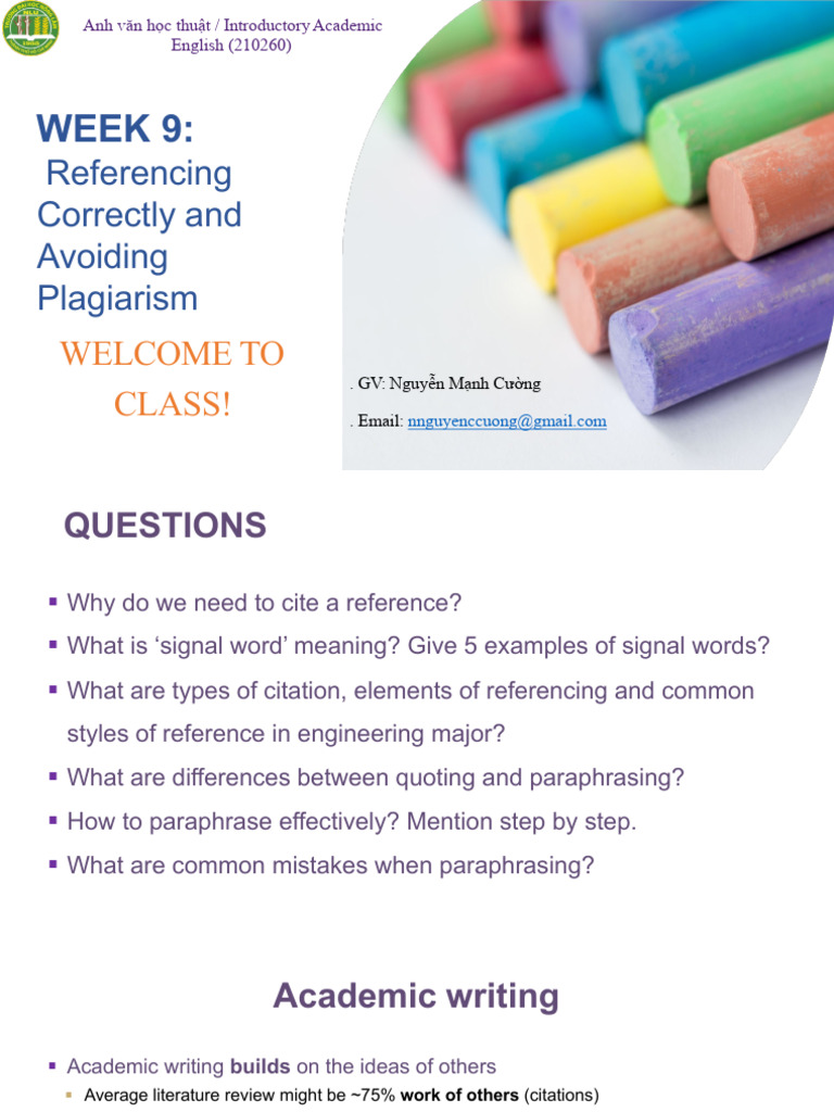 W9 - Referencing Correctly and Avoiding Plagiarism | PDF | Plagiarism ...