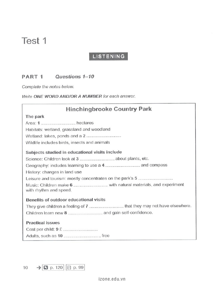IELTS CAM 19 - test 1 - part 1 and 2 | PDF | Parks