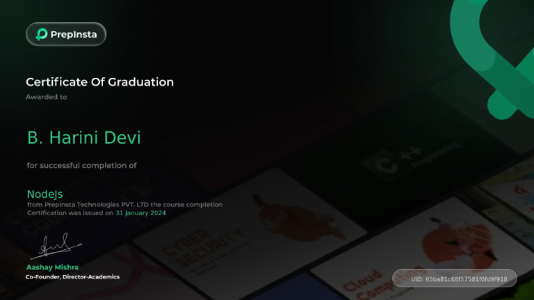 Certificate NodeJs 631060 | PDF