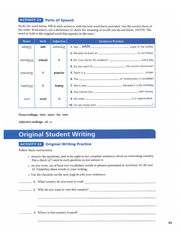 Part of Speech - Homework | PDF