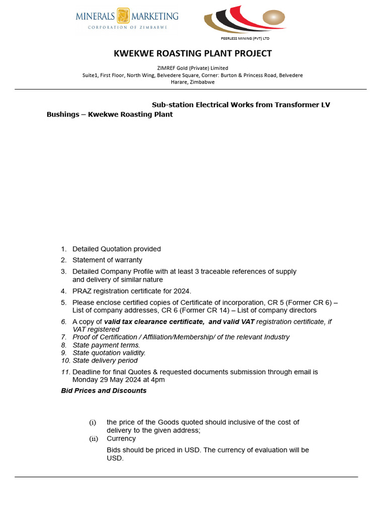 RFQ - Substation Electrical Works | PDF | Business