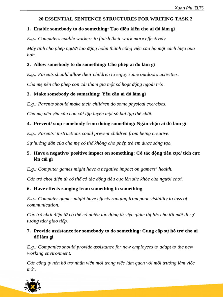 20 Sentence Structures | PDF