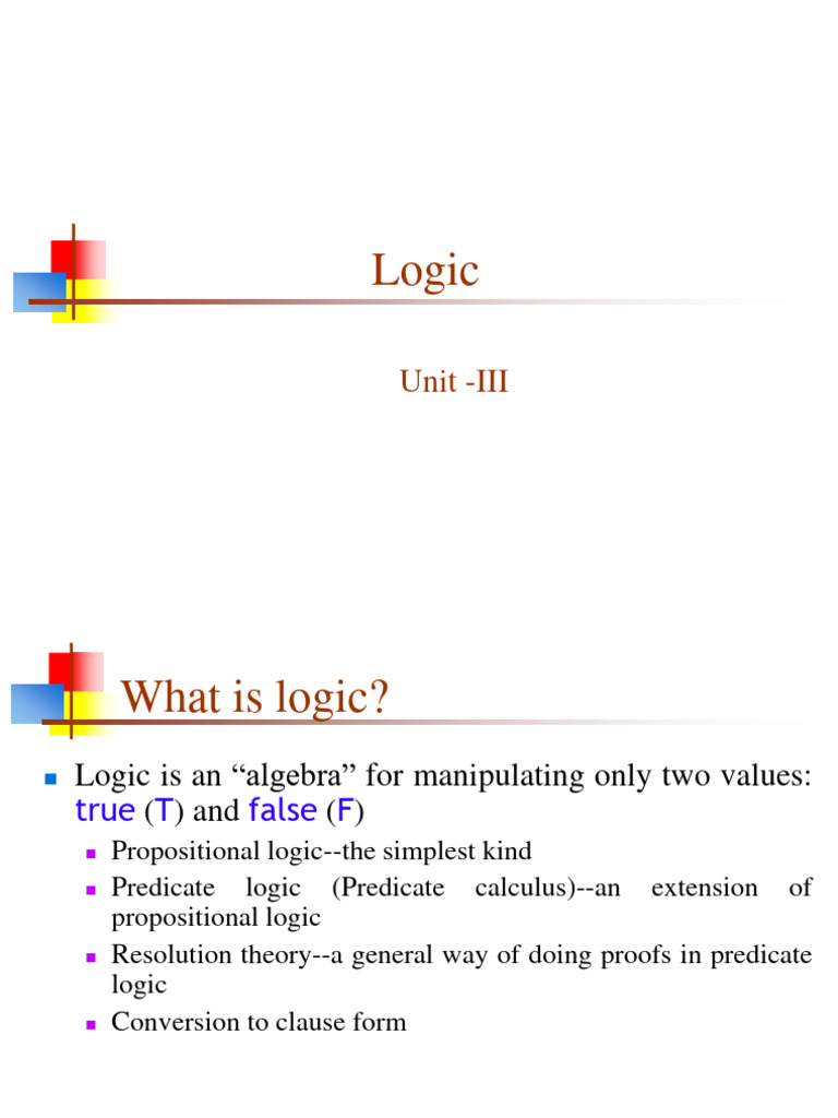 AI Unit 3 | PDF | Logic | First Order Logic