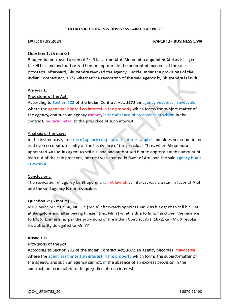Accounts & Law Challenge 18 | PDF | Law Of Agency | Law And Economics