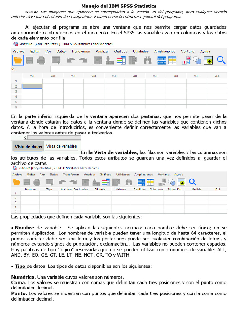 Guía de Manejo de IBM SPSS | PDF | Nivel de medida | Spss