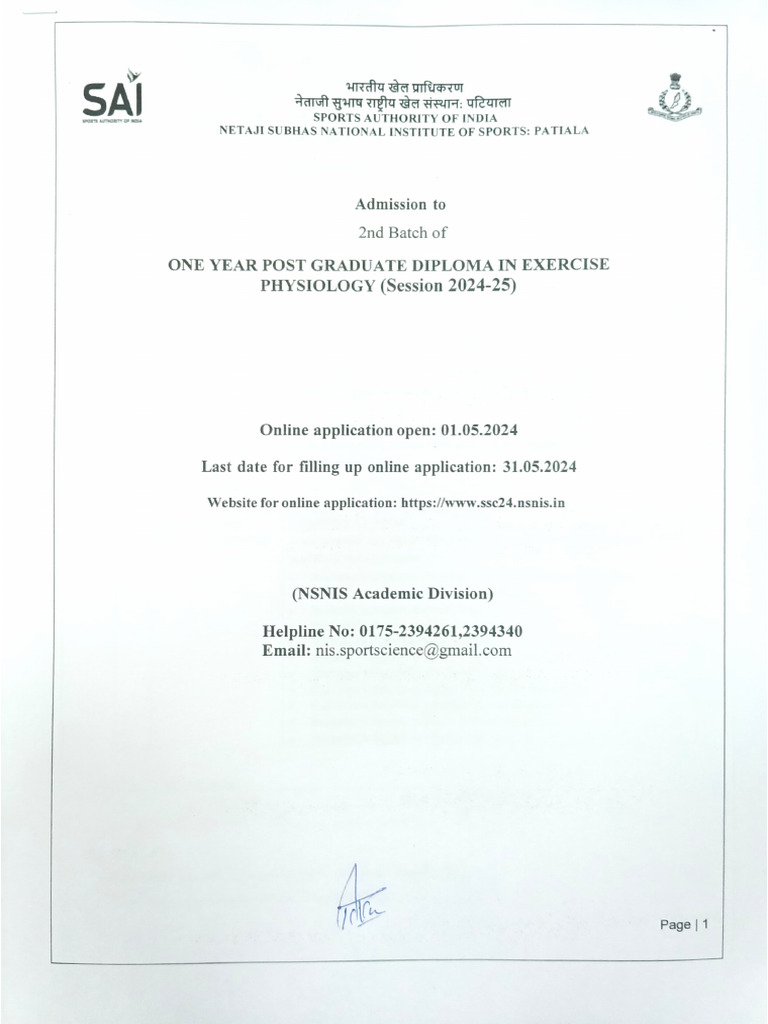 PGD Exercise Physiology | PDF