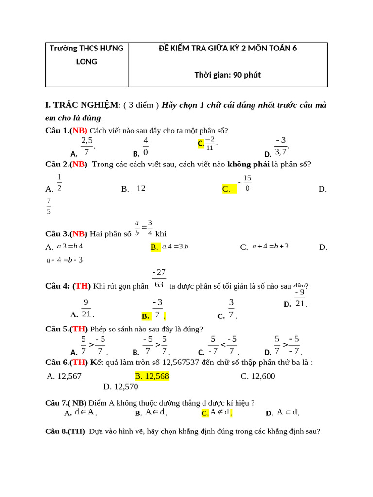 Trư NG THCS HƯNG LONG | PDF