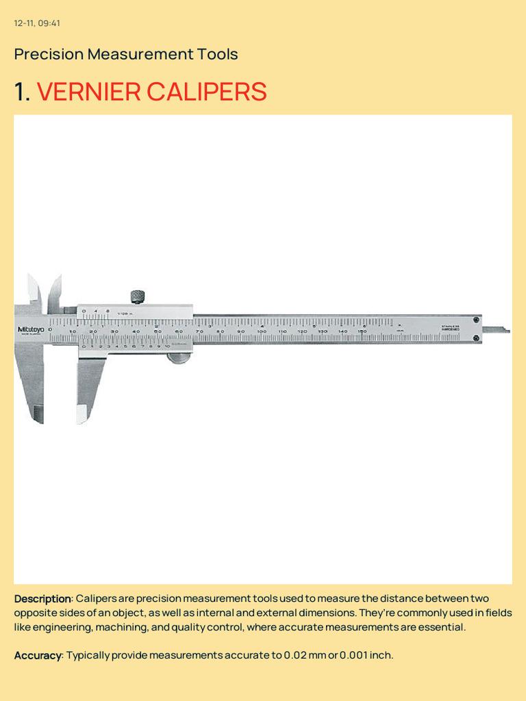 Precision Measurement Tools | PDF | Sheet Metal | Engineering Tolerance
