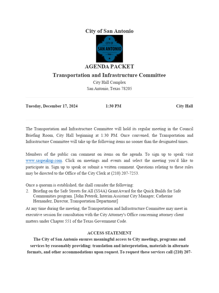 Quick Builds Presentation To The Transportation and Infrastructure ...