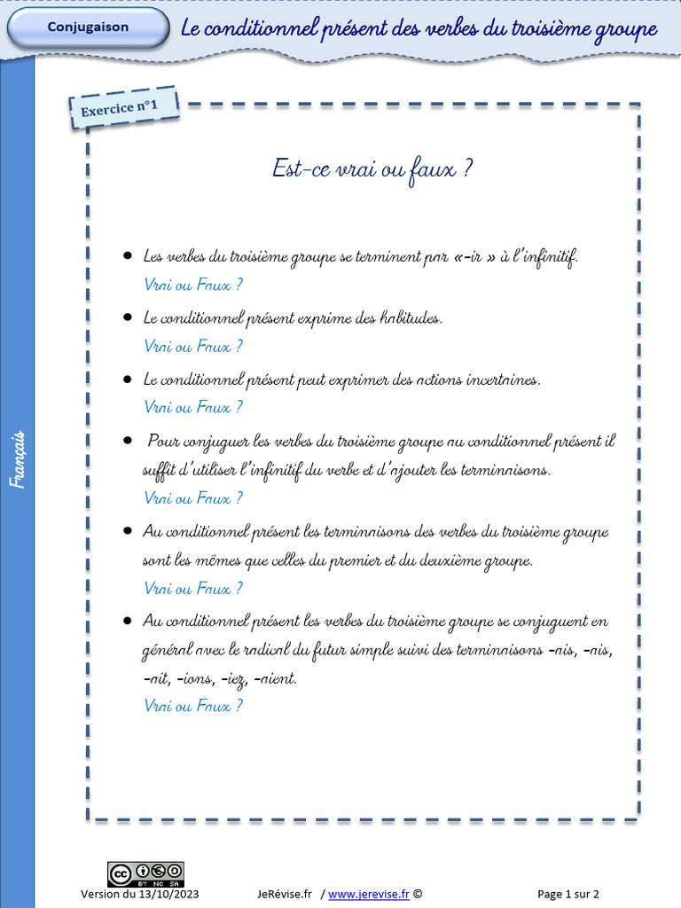 Exercices sur le conditionnel présent | PDF