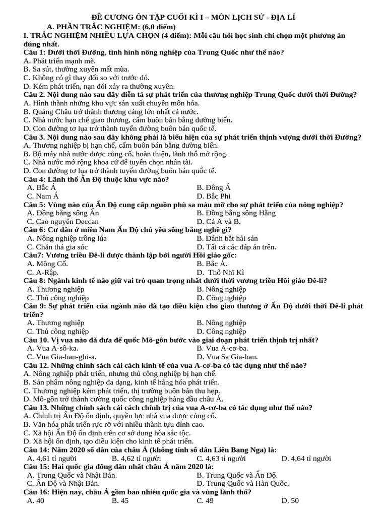 Khong Ap An k7 On Tap Cuoi Ki I 24 25 | PDF