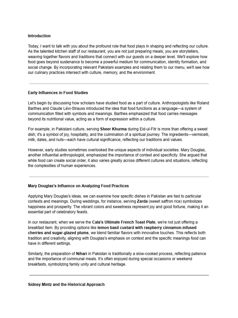 Food and Culture Lecture | PDF | Cuisine | Foods