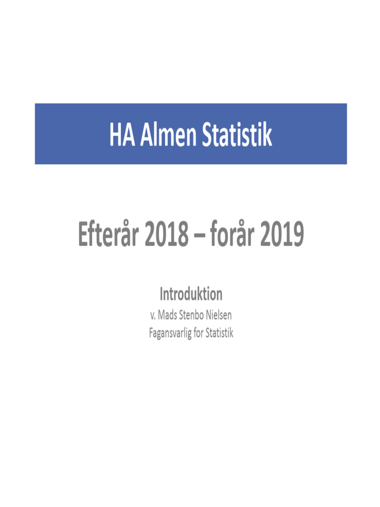 Statistik Introduktion | PDF