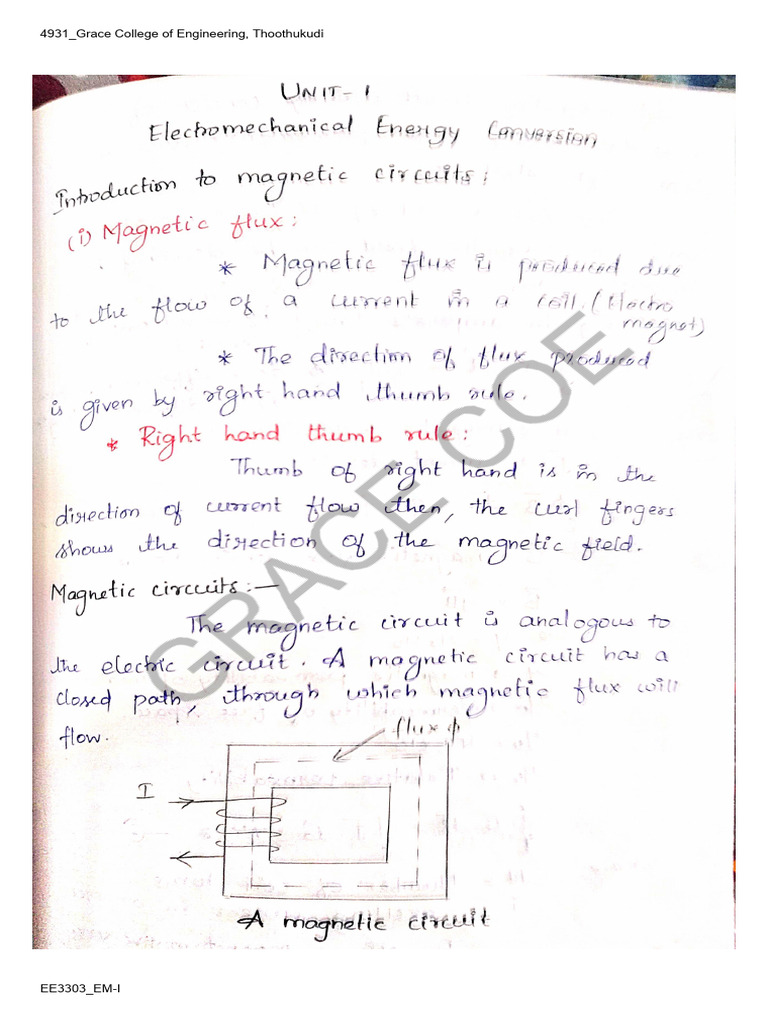 Iii - Eee - Ee3303 - Em-1 - Unit I | PDF