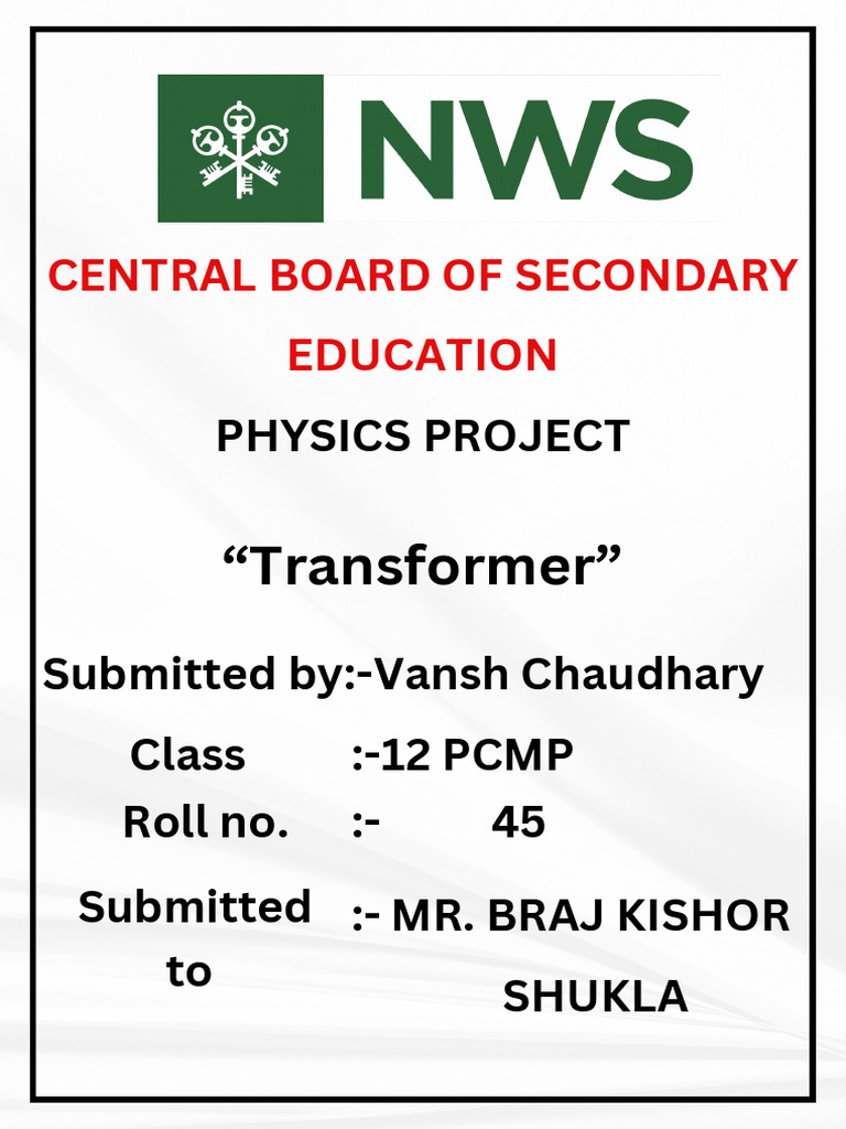Physics Project Cover Page | PDF