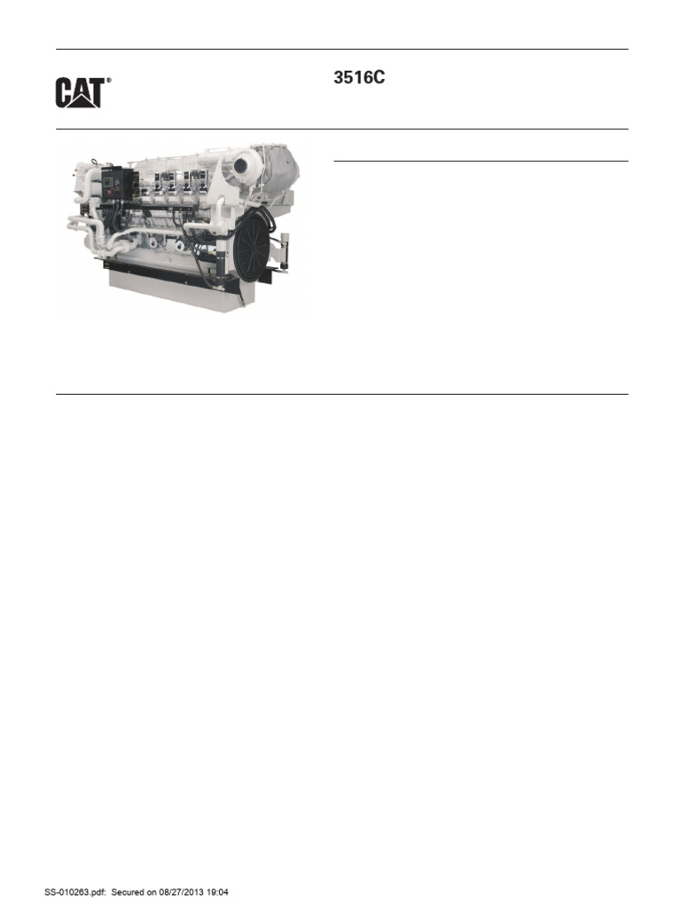 Specification Sheet 3516C-HD 2525 KW | PDF | Horsepower | Engines