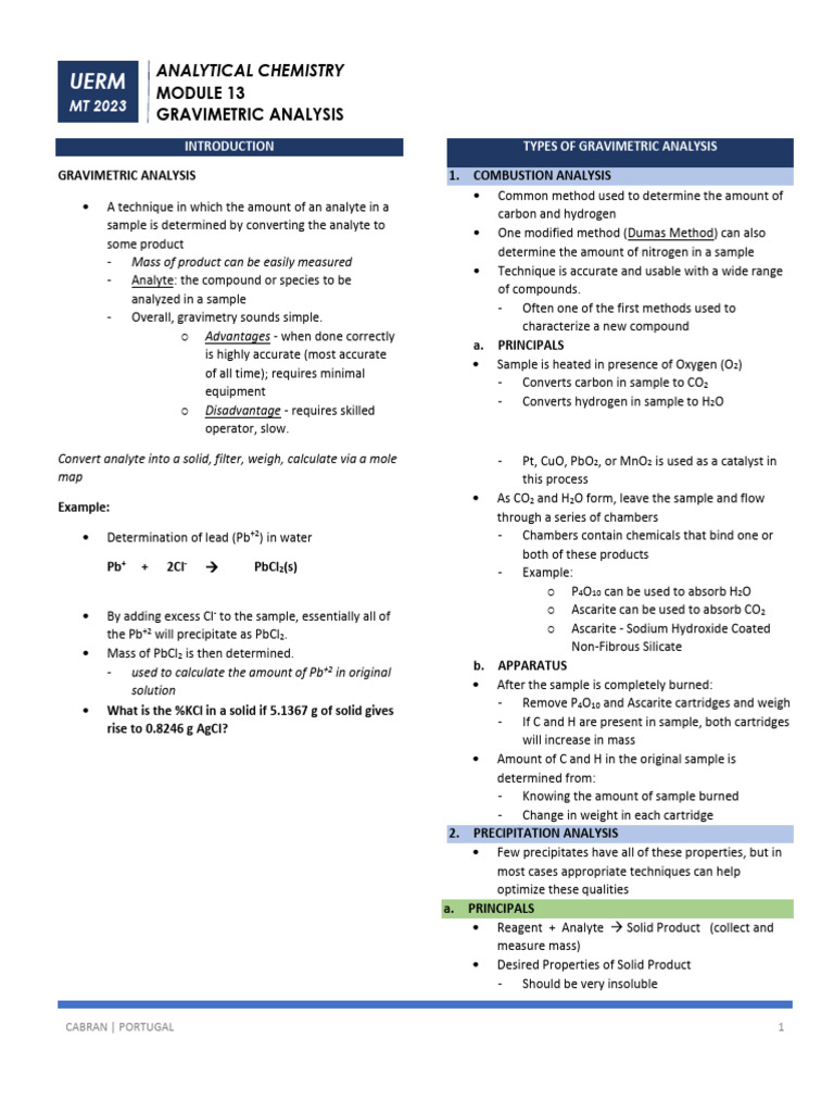 Module 13 Gravimetric Analysis | PDF | Solubility | Precipitation ...