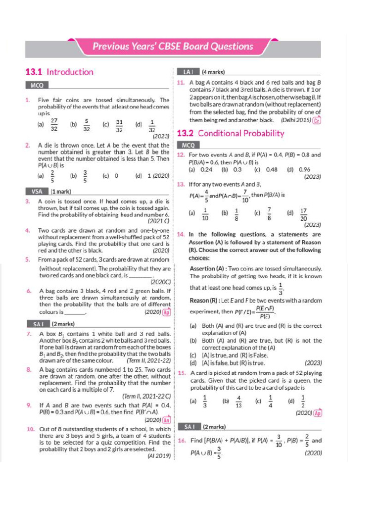 Pyq Probability | PDF