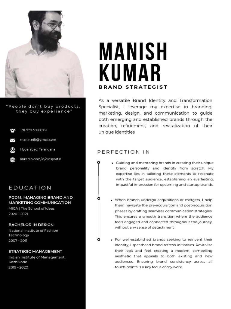 Mr Manish Kr CV 2024 | PDF | Brand | Communication