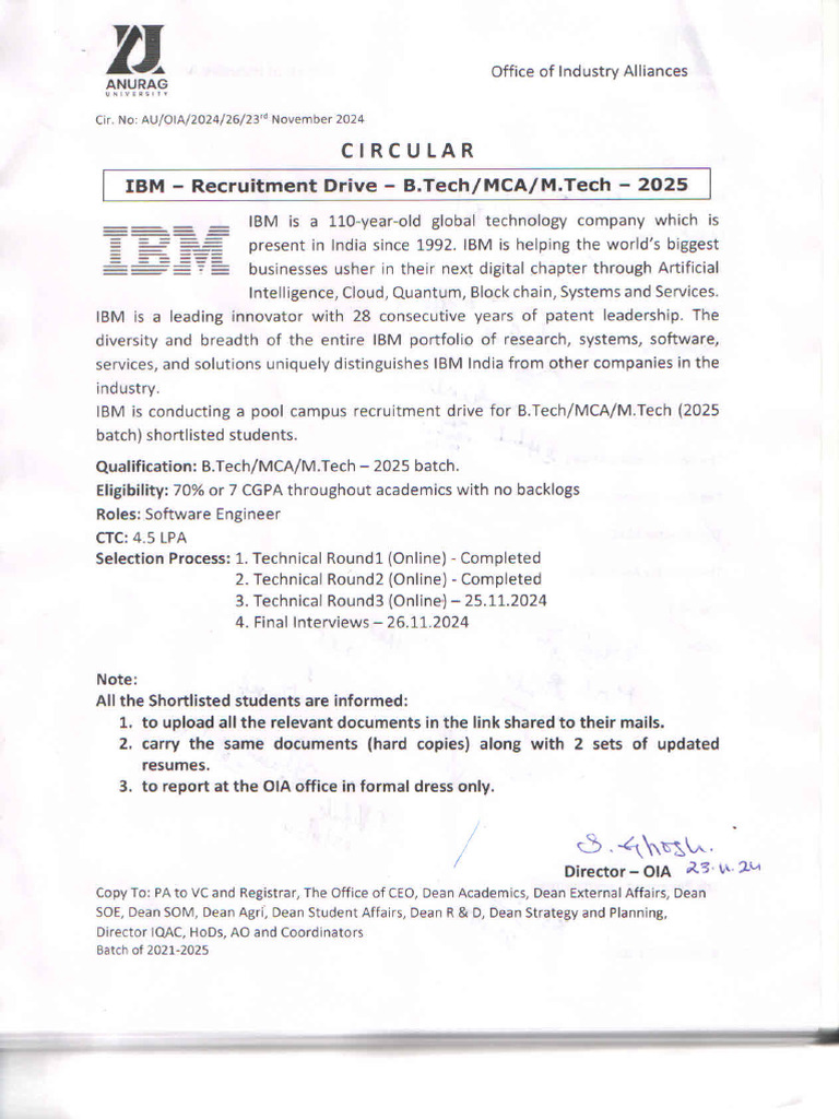 IBM - Recruitment Drive - B.Tech-MCA-M.Tech 2025 Batch | PDF