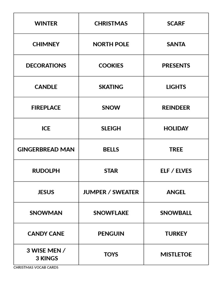 Christmas Activities & Vocabulary | PDF
