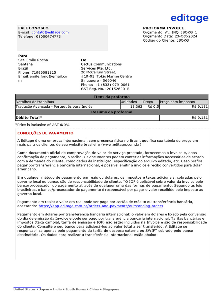 Quotation Editage INQ JSOKG 1 Mo4oxaep o Emile | PDF | Bancos | Impostos