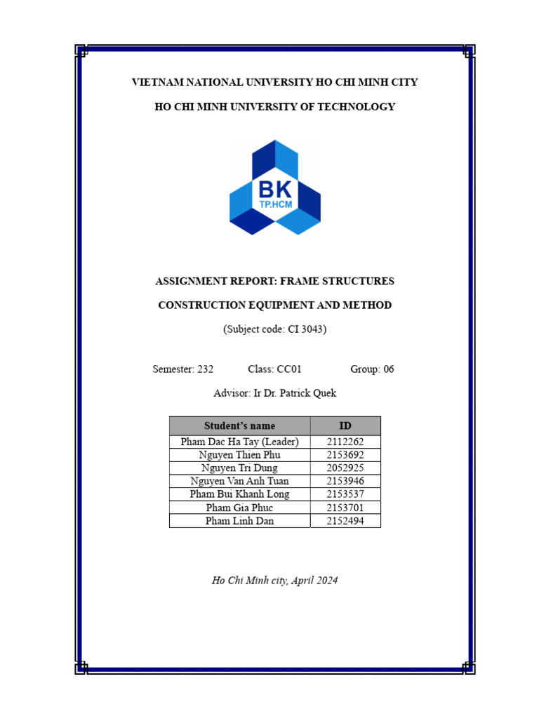 Report Construction Equipment and Method - CC01 - Group06 - Frame ...