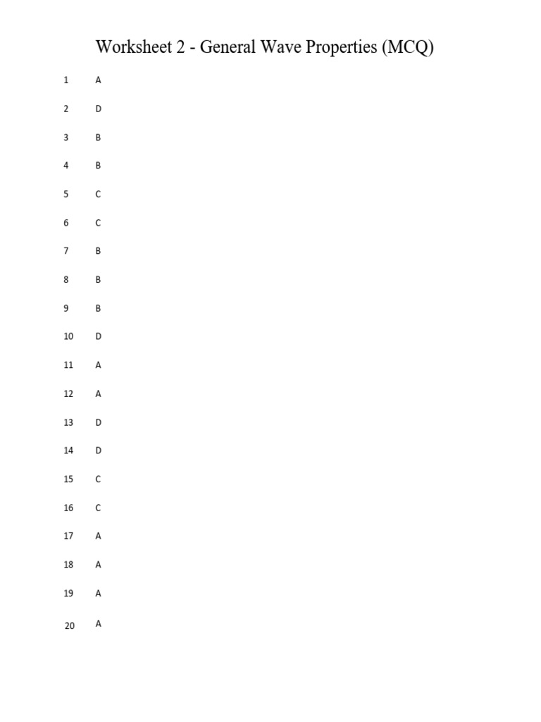 General Wave Properties Worksheet | PDF | Waves | Wavelength